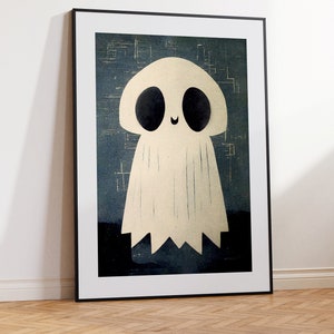 Cute Vintage Halloween Ghost | Large Printable Art | Retro Halloween ...