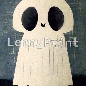 Cute Vintage Halloween Ghost | Large Printable Art | Retro Halloween ...