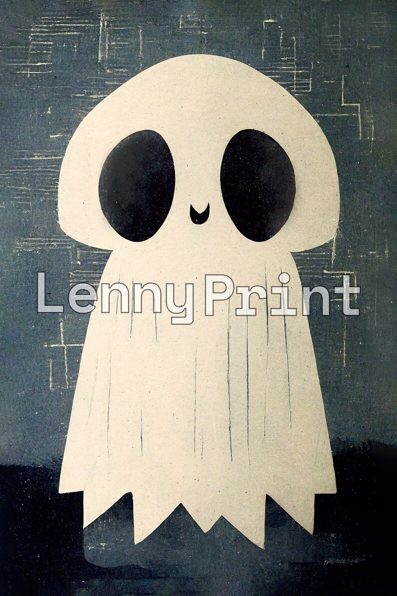 Cute Vintage Halloween Ghost Large Printable Art Retro Halloween Poster ...