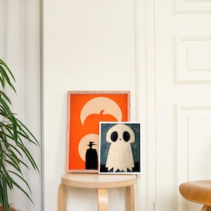 Cute Vintage Halloween Ghost | Large Printable Art | Retro Halloween ...