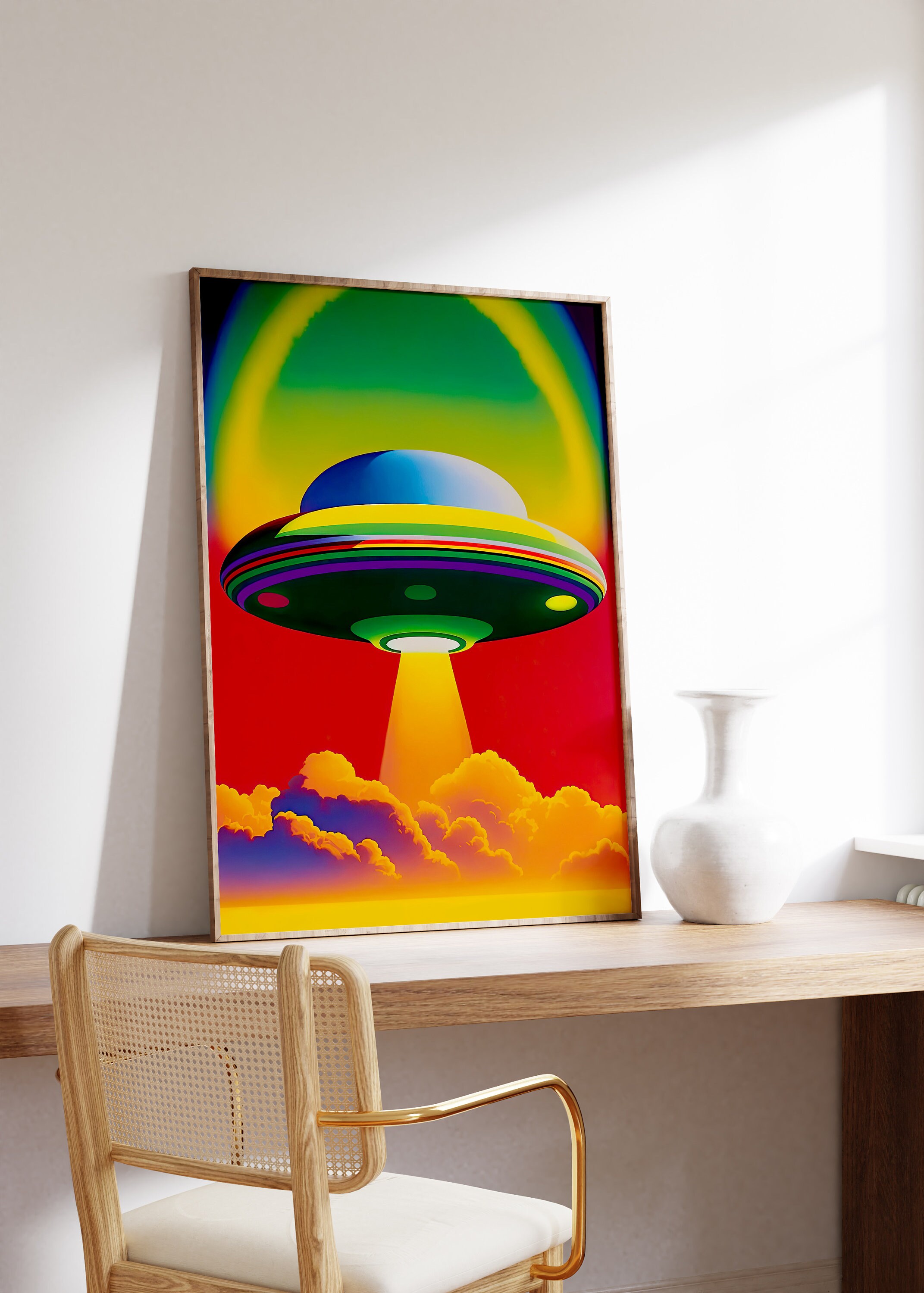 Colorful UFO Art, Retro Sci-fi Poster, Conspiracy Art, Vintage UFO ...