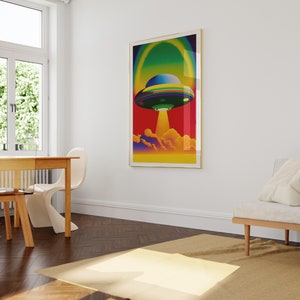 Colorful UFO Art, Retro Sci-fi Poster, Conspiracy Art, Vintage UFO ...