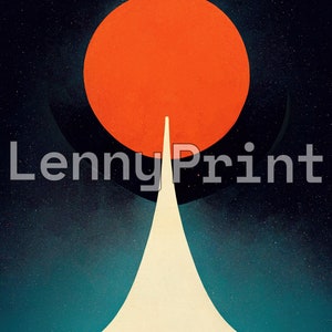Orange Abstract Space Art, Vintage Sci-fi Art, Retro Science Fiction ...