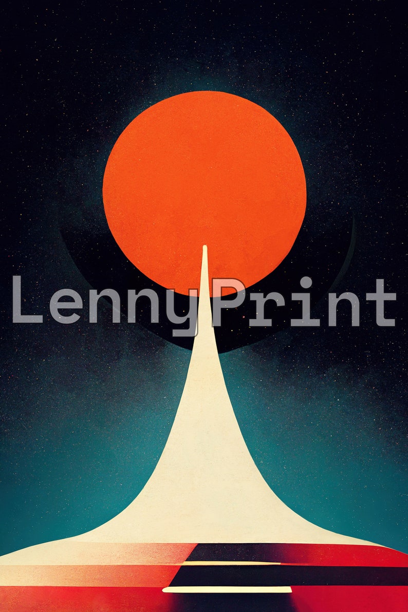 Orange Abstract Space Art Vintage Sci-fi Art Retro Science - Etsy
