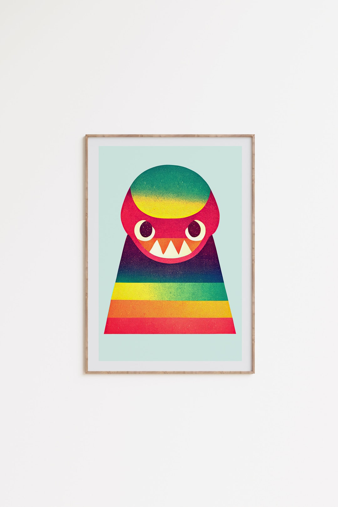 Colorful Monster Wall Art for Kids Room, Weird Fun Kids Art, Rainbow ...