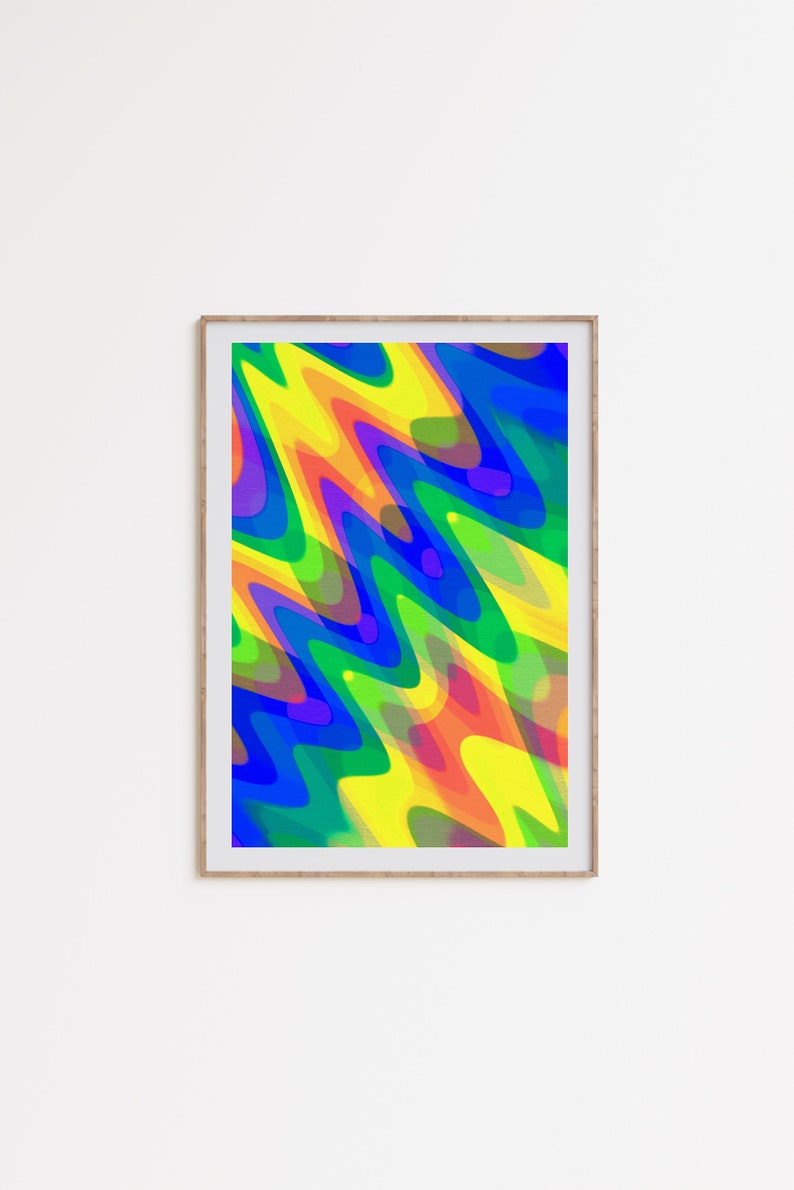 70s Retro Art, Primary Color Poster, Colorful Trippy Poster, 70s ...