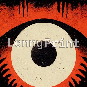 Retro Horror Poster- Creepy Eyeball | Printable Art | Vintage Halloween ...