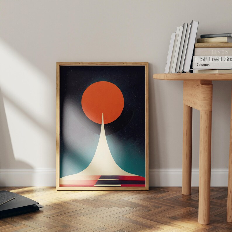 Orange Abstract Space Art Print, Vintage Sci-fi Poster, Retro Science ...