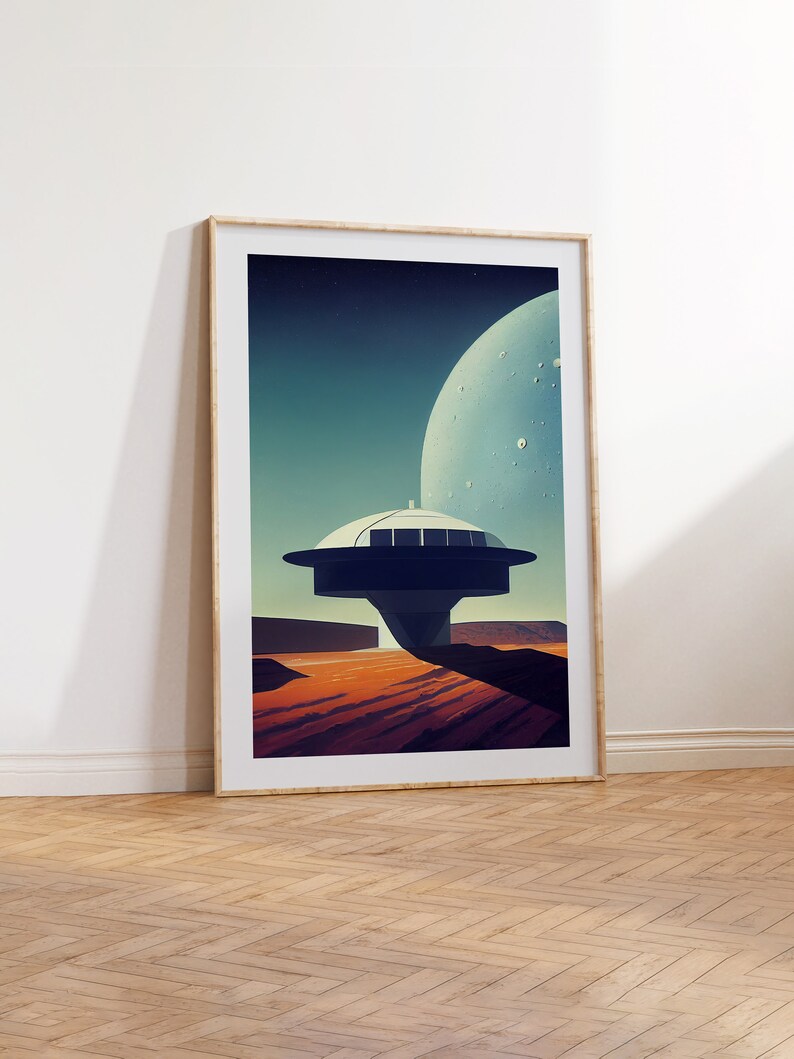 Space Station, Vintage Sci-fi Art, Retro Futurism Poster, Space Travel ...