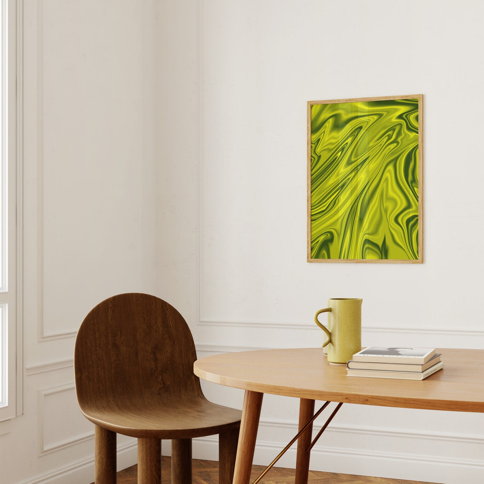 Chartreuse Art, Lime Green Poster, Wavy Green Print, Psychedelic Art ...