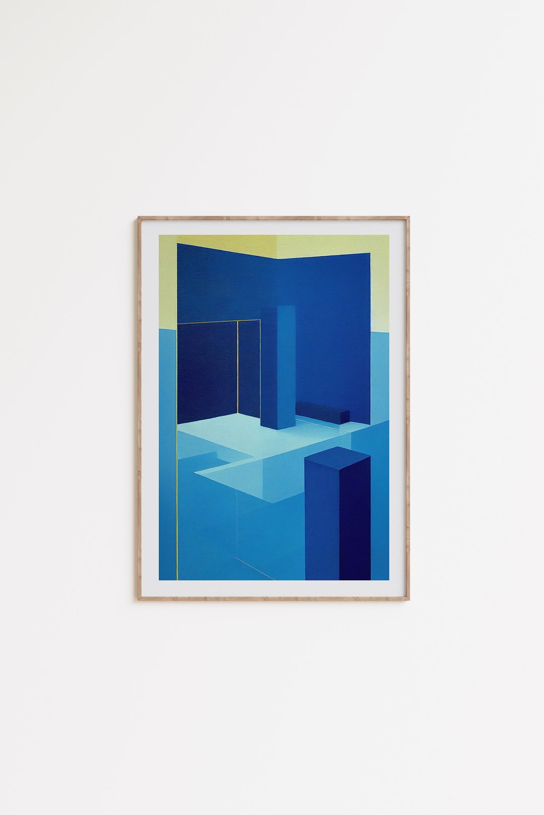 Geometric Blue Painting Printable, Shades of Blue Art, Bright Blue ...