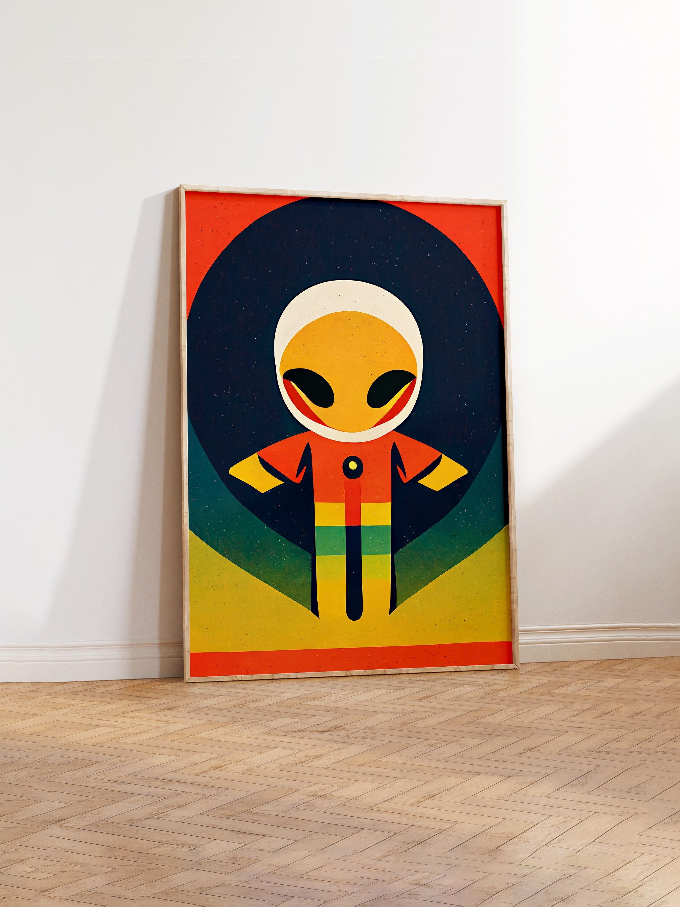 Colorful Space Alien Art Printable Art Retro Sci-fi Print Space Decor ...