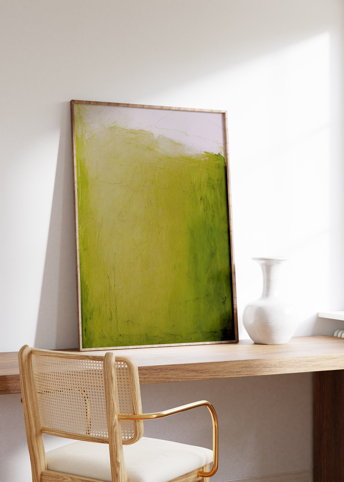 Chartreuse Abstract Art, Minimalist Print, Abstract Expressionism, Lime ...