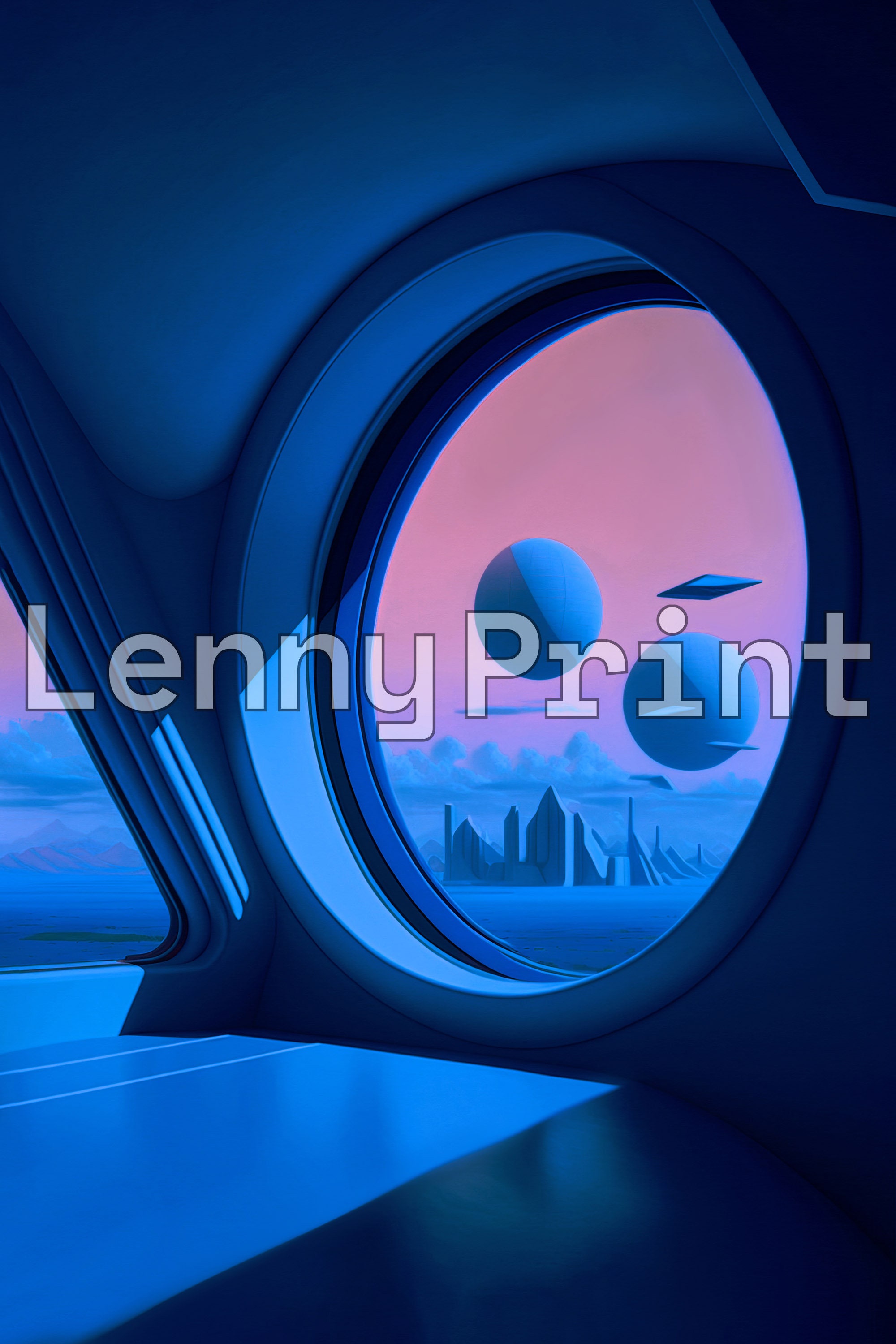 Retrofuturism Art Blue Sci-fi Art Futuristic Space Print - Etsy