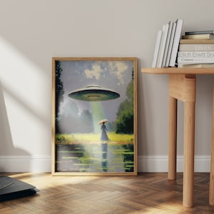 UFO Art, Retro Sci-fi Print, Conspiracy Theory Art, Vintage UFO Poster ...