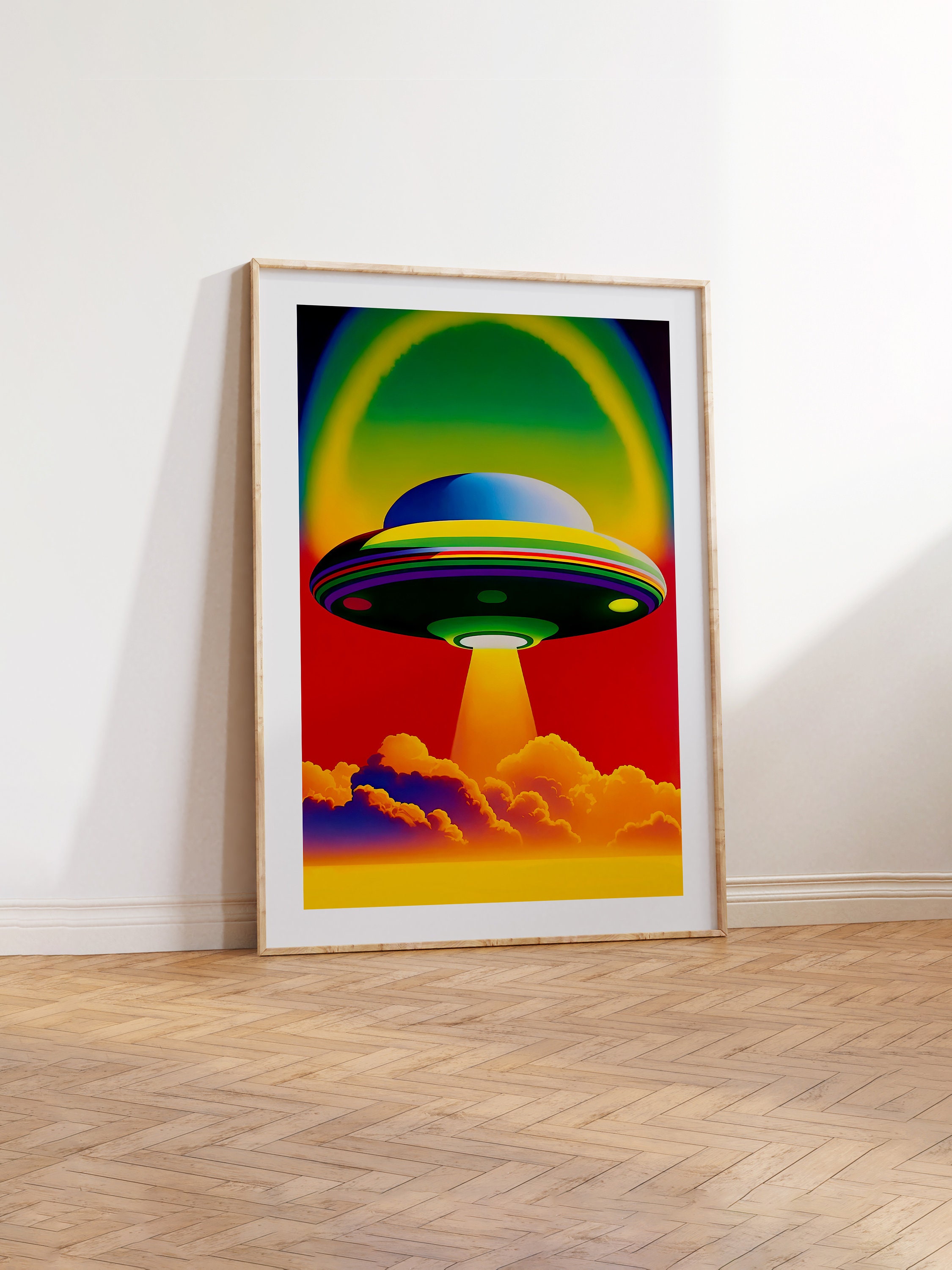 Colorful UFO Art, Retro Sci-fi Poster, Conspiracy Art, Vintage UFO ...