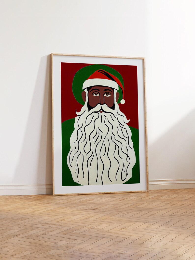 Black Santa Art Printable Download, Christmas Poster, African Santa ...
