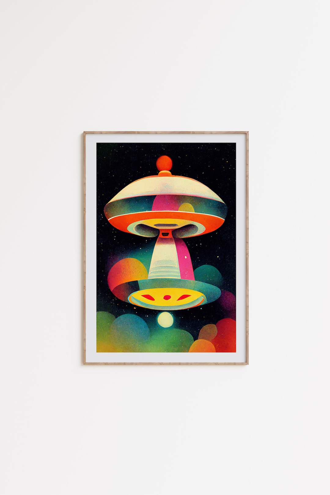 Vintage UFO Print, Printable, Retro Sci-fi Art, Psychedelic Wall Art ...