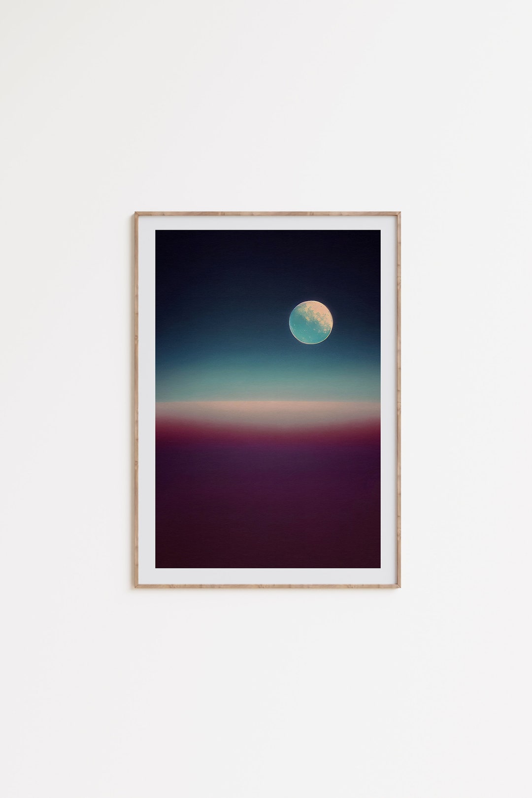 Retro Moon Art, Retro Futurism Space Print, Moon Space Poster, 70s Sci ...