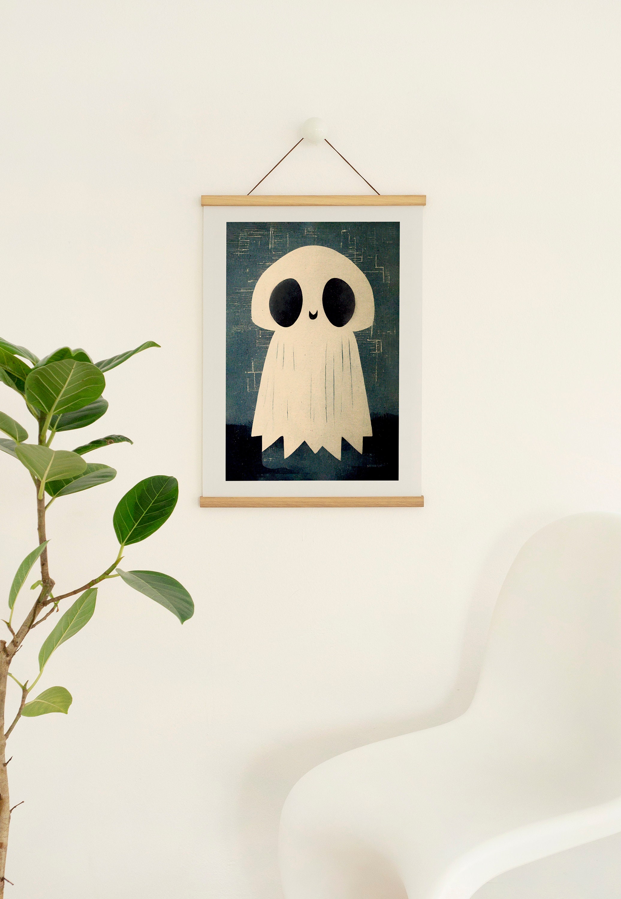Cute Vintage Halloween Ghost | Large Printable Art | Retro Halloween ...