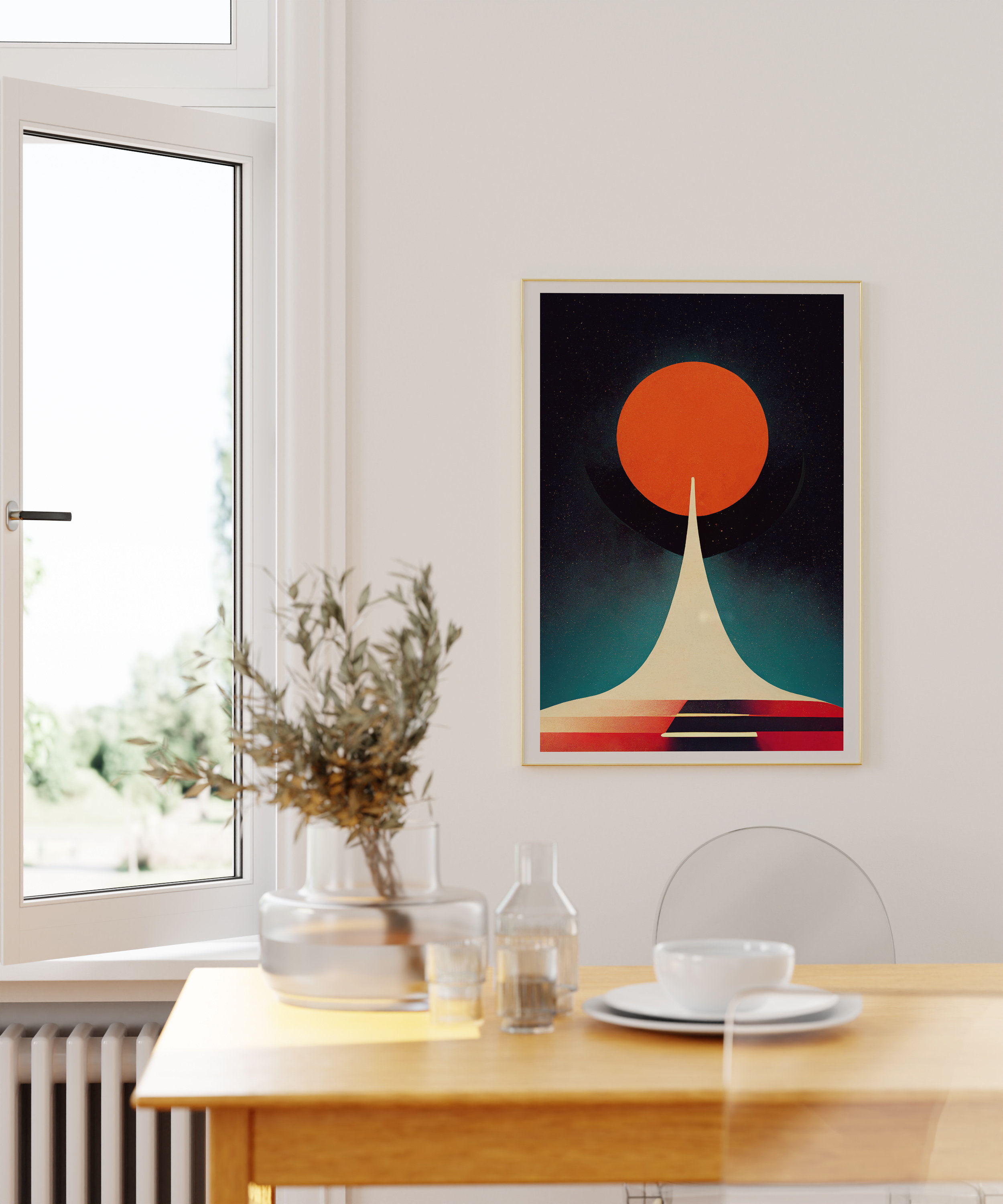 Orange Abstract Space Art Vintage Sci-fi Art Retro Science - Etsy