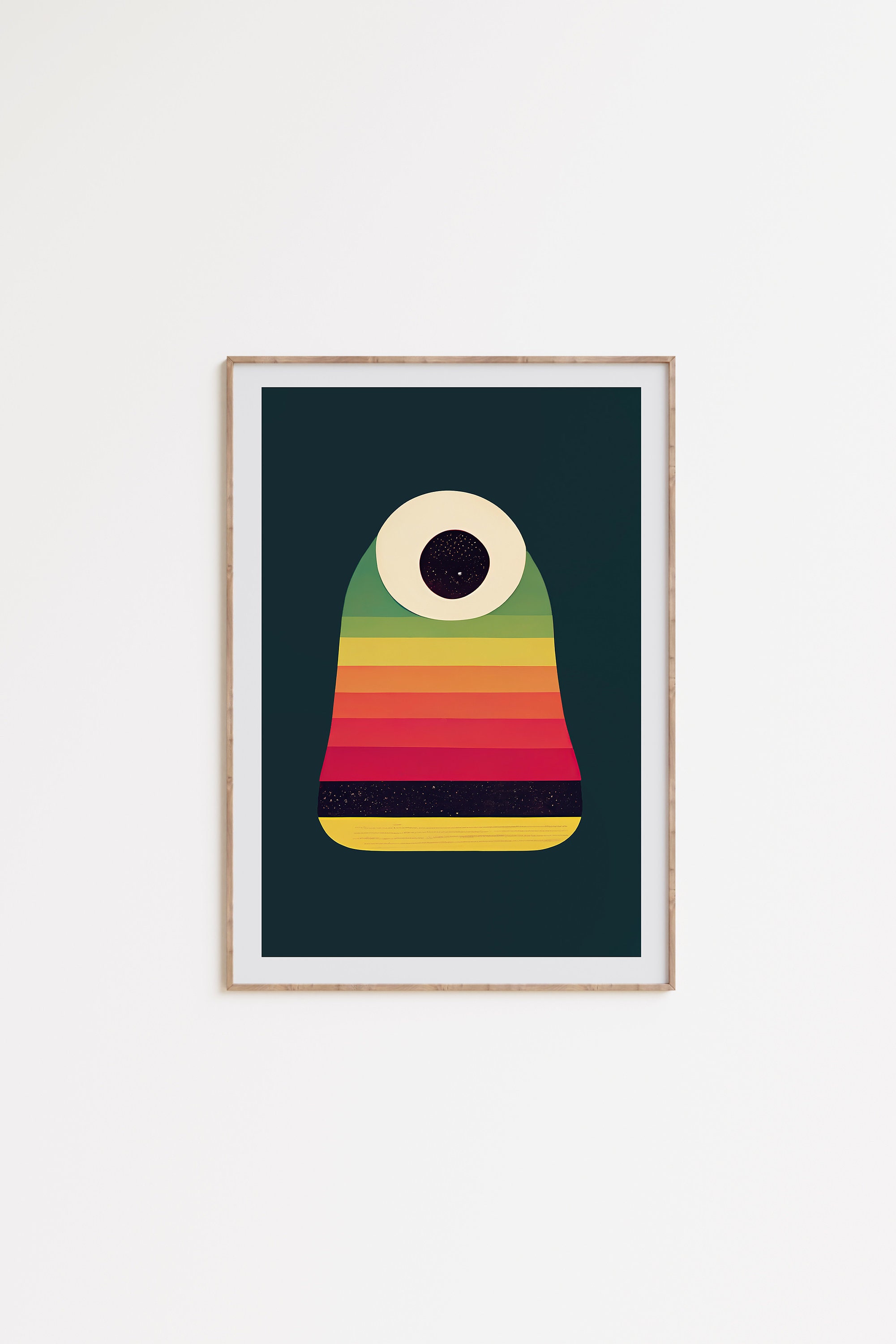 Cute Rainbow Monster Art Printable Art Retro Sci-fi Print Space Decor ...