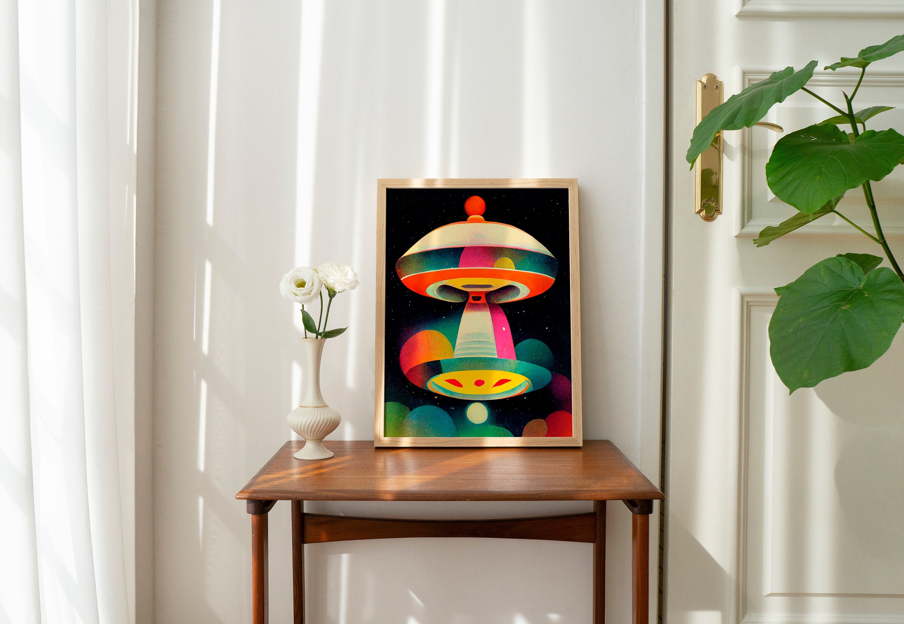 Vintage UFO Print, Printable, Retro Sci-fi Art, Psychedelic Wall Art ...