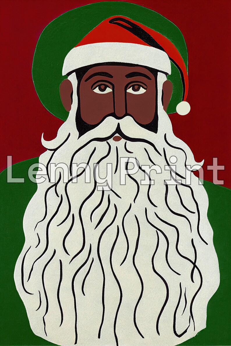 Black Santa Art Printable Download, Christmas Poster, African Santa ...