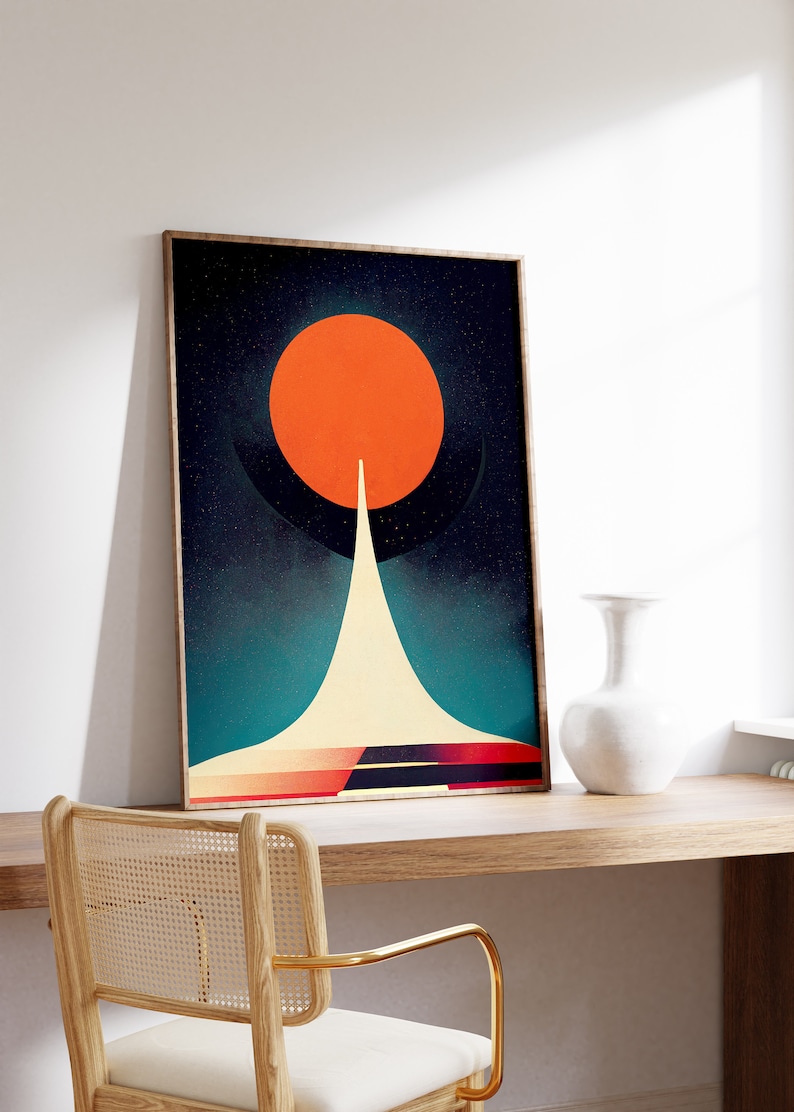 Orange Abstract Space Art, Vintage Sci-fi Art, Retro Science Fiction ...