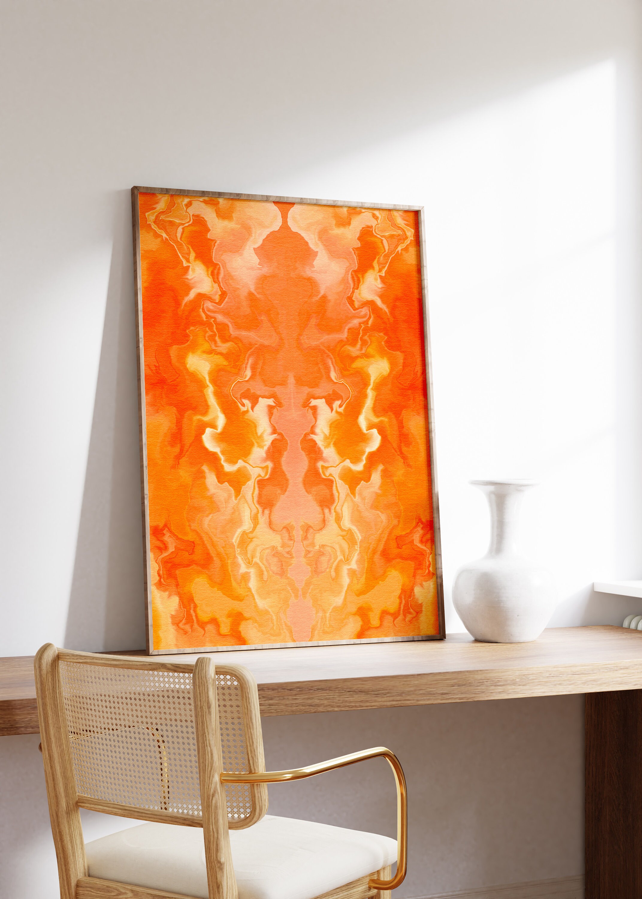 Orange Psychedelic Art, Trippy Art, 70s Orange Wall Art, Ochre Hippie ...