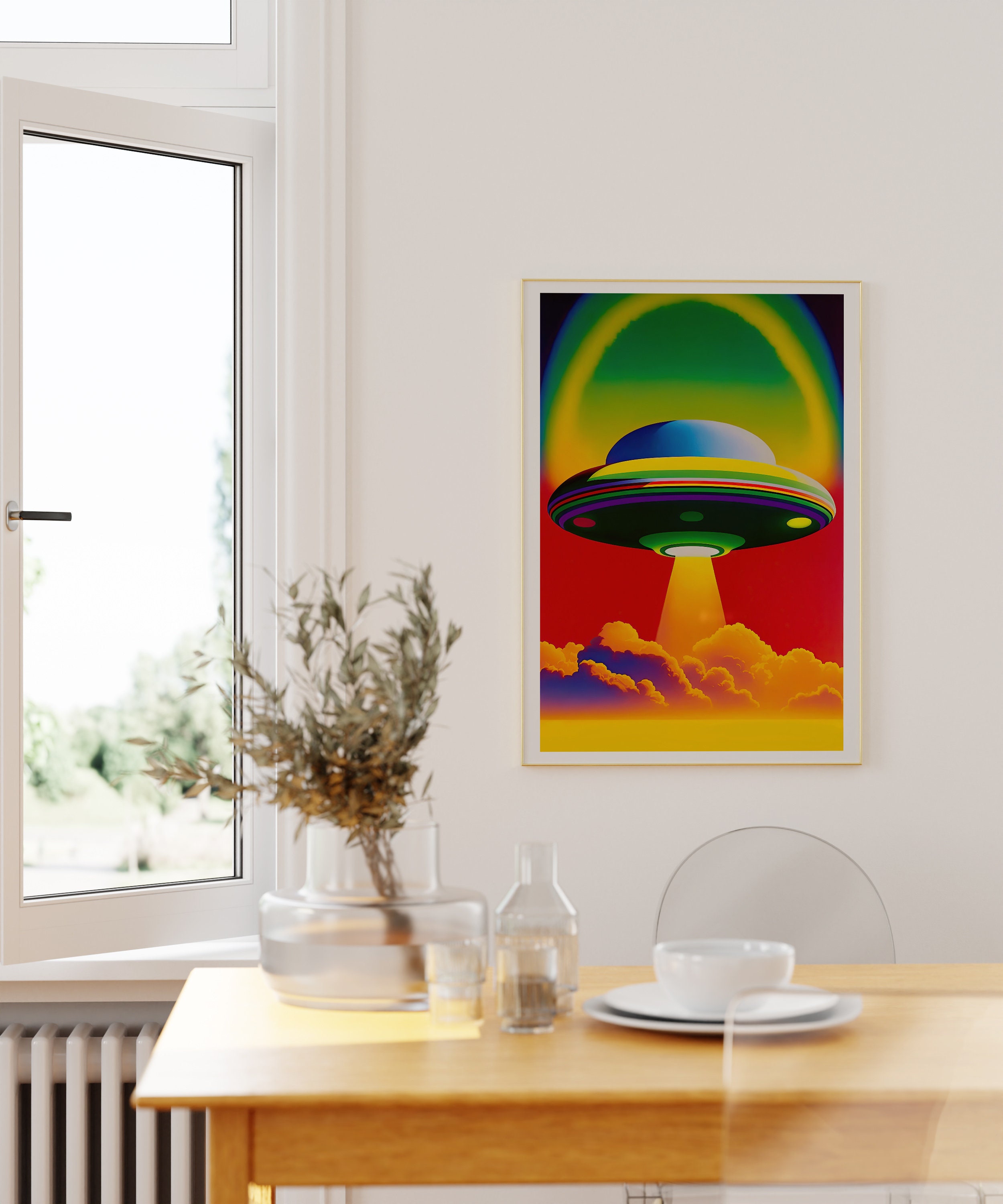 Colorful UFO Art, Retro Sci-fi Poster, Conspiracy Art, Vintage UFO ...