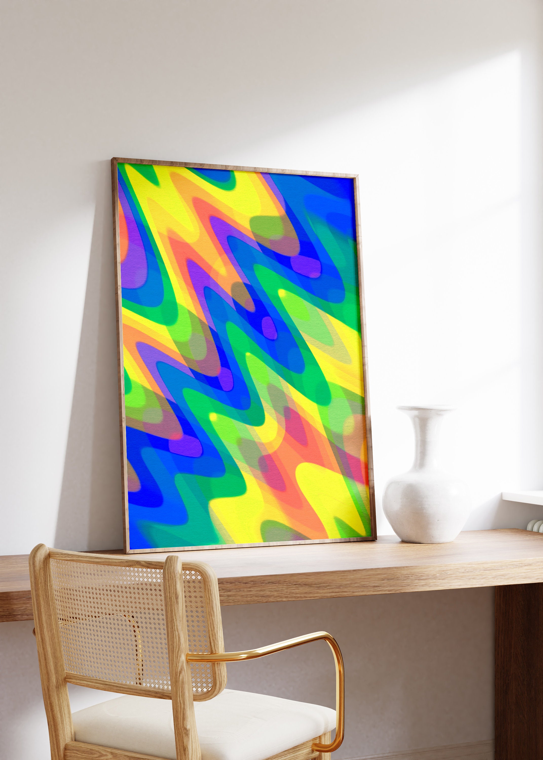 70s Retro Art, Primary Color Poster, Colorful Trippy Poster, 70s ...