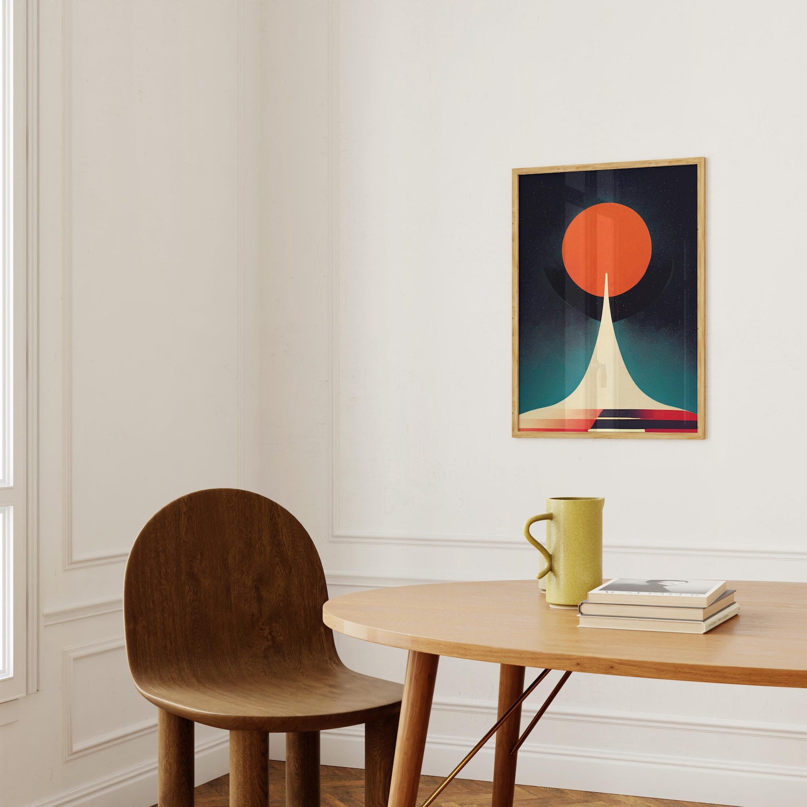 Orange Abstract Space Art Print, Vintage Sci-fi Poster, Retro Science ...