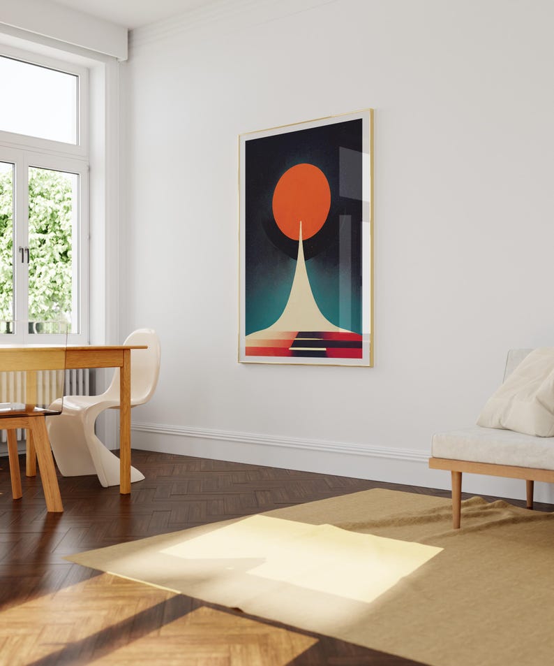 Orange Abstract Space Art Print, Vintage Sci-fi Poster, Retro Science ...