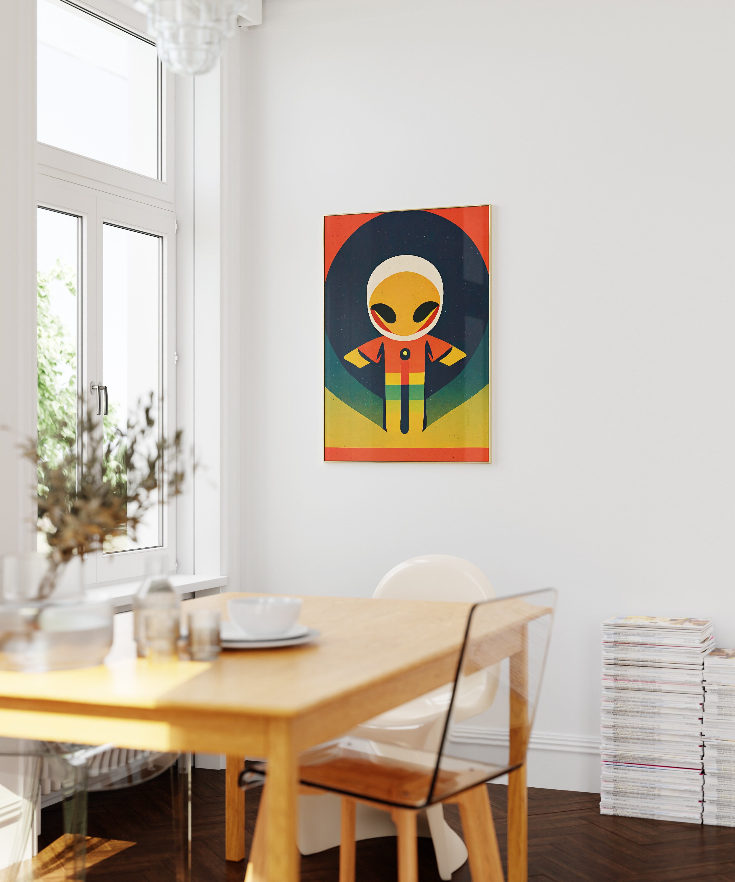 Colorful Space Alien Art Printable Art Retro Sci-fi Print - Etsy