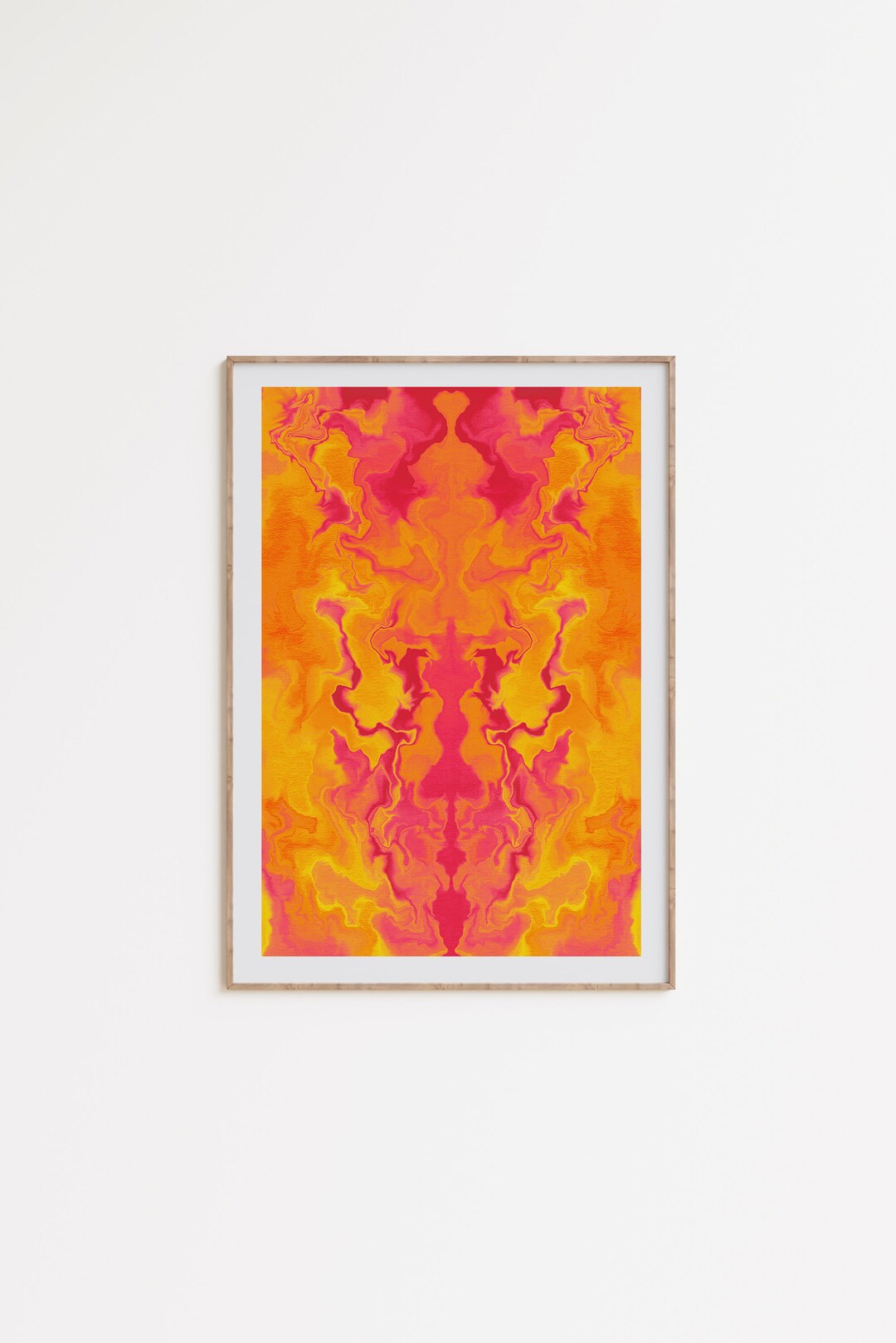 Groovy 70s Art, Orange Psychedelic Druck, pinke trippy Kunst, retro ...