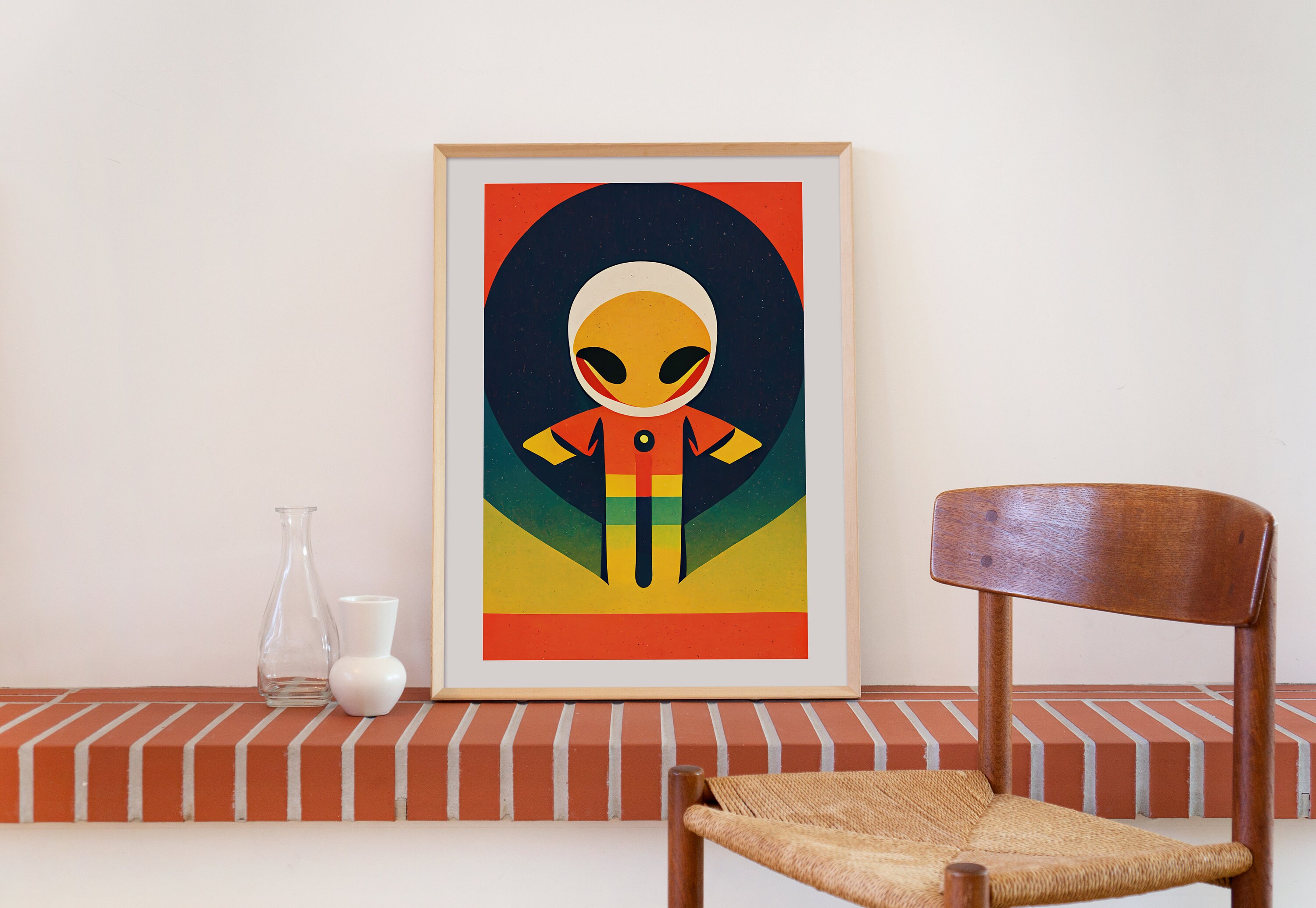 Colorful Space Alien Art Printable Art Retro Sci-fi Print - Etsy