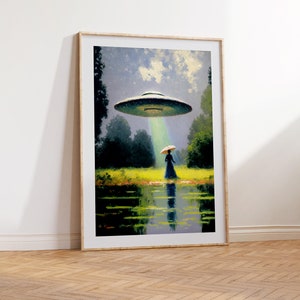 UFO Art, Retro Sci-fi Print, Conspiracy Theory Art, Vintage UFO Poster ...