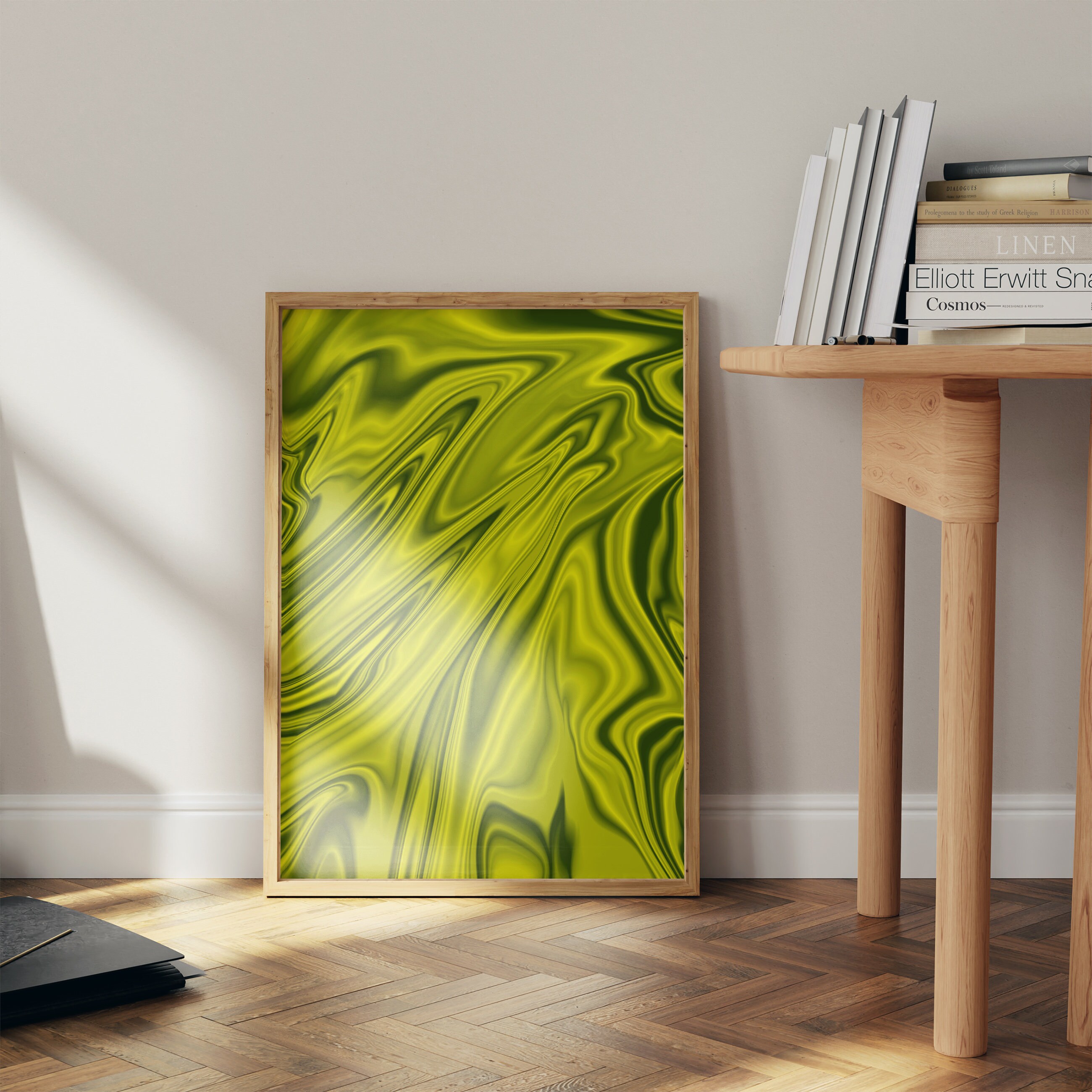 Chartreuse Art, Lime Green Poster, Wavy Green Print, Psychedelic Art ...