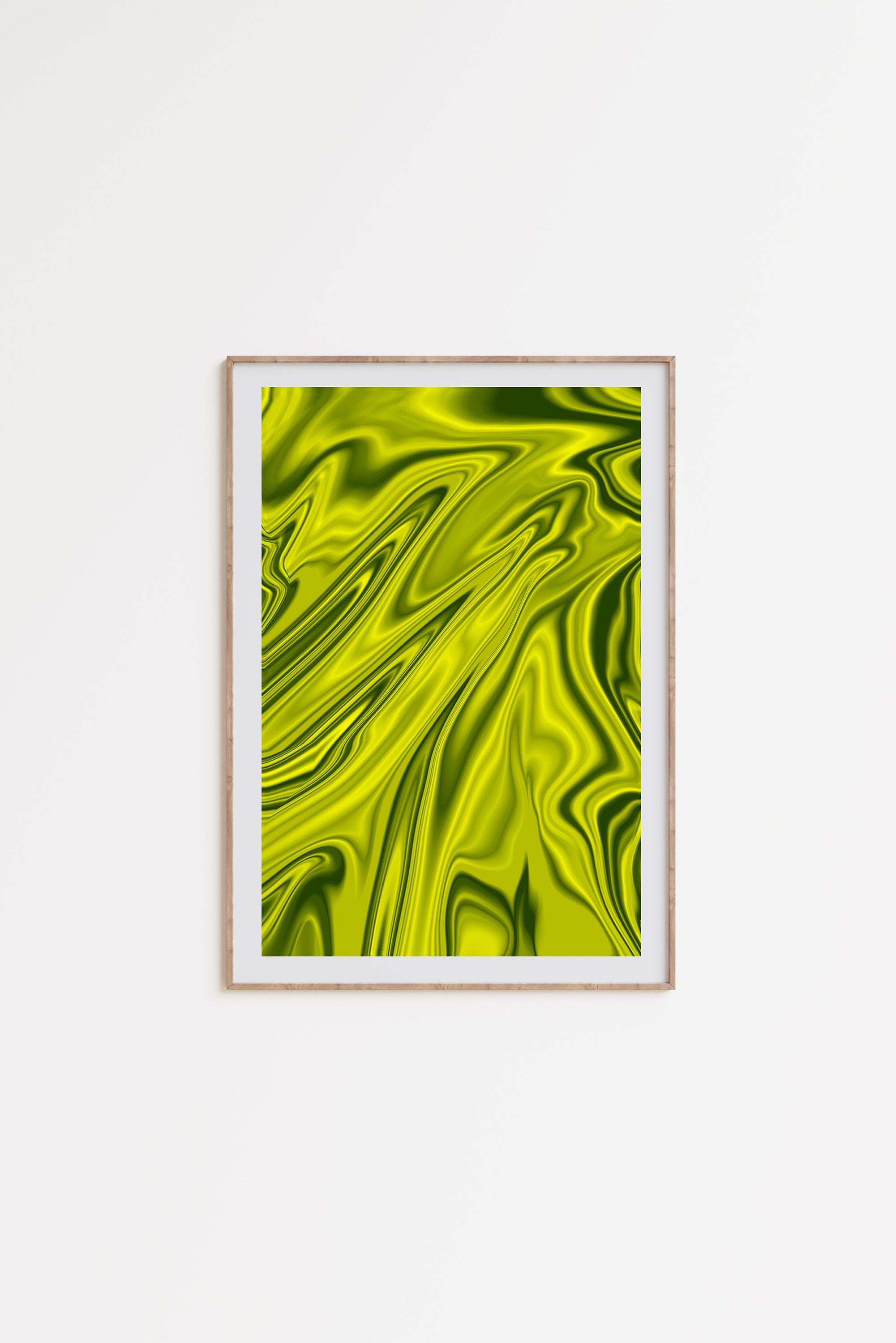 Chartreuse Art, Lime Green Poster, Wavy Green Print, Psychedelic Art ...