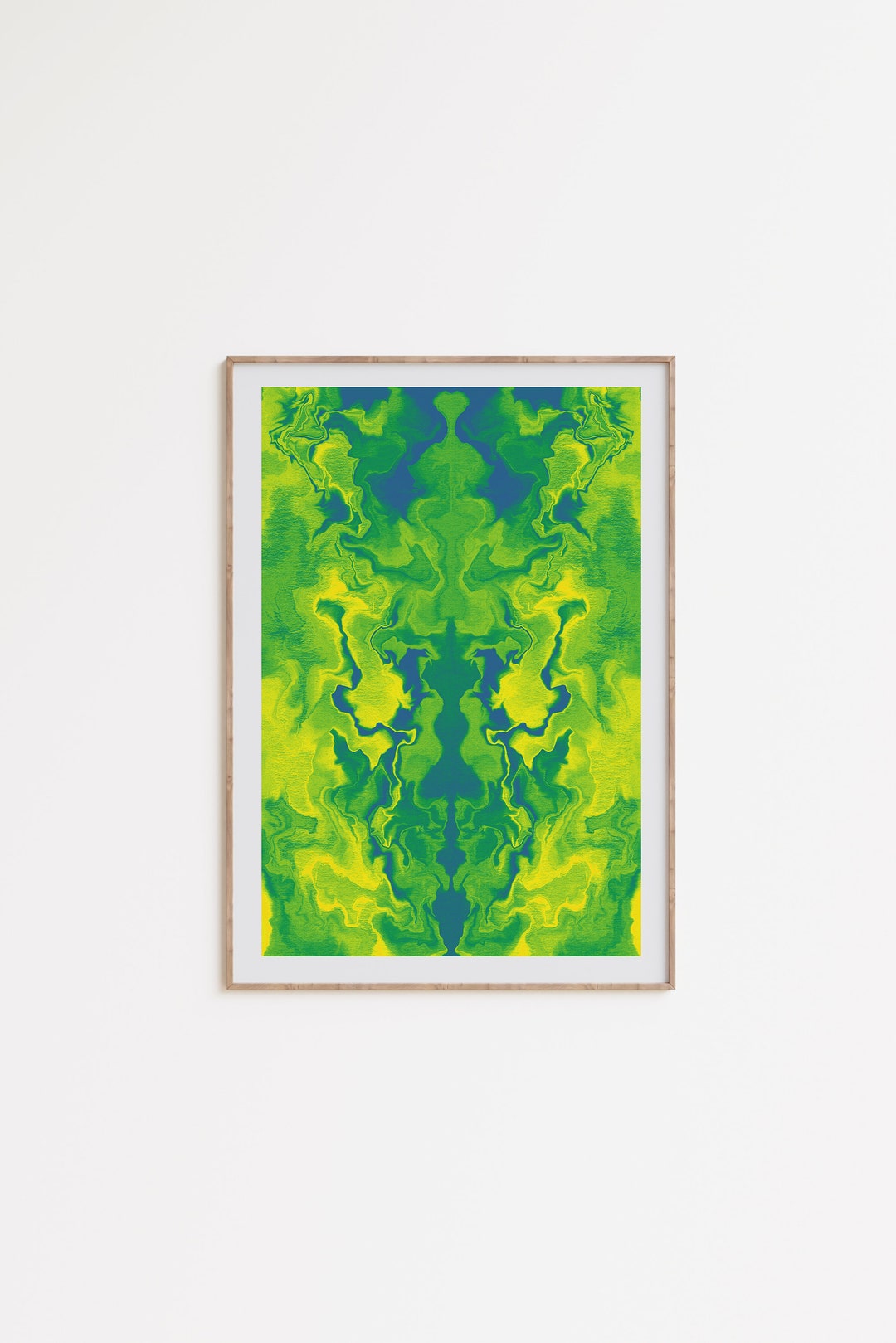 Lime Green Trippy Art, Green Psychedelic Art, 70s Retro Wall Art, Neon ...