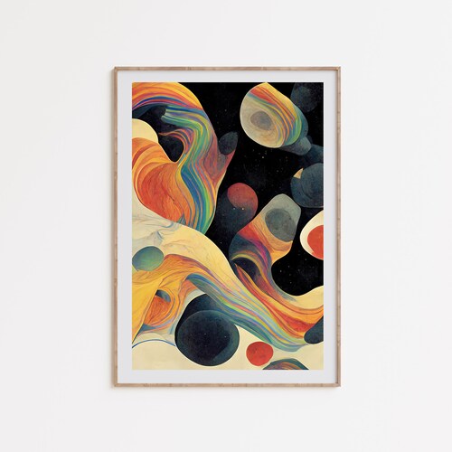 Retrofuturistic Abstract Space Art Colorful Wall Decor - Etsy
