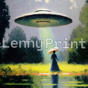 UFO Art, Retro Sci-fi Print, Conspiracy Theory Art, Vintage UFO Poster ...