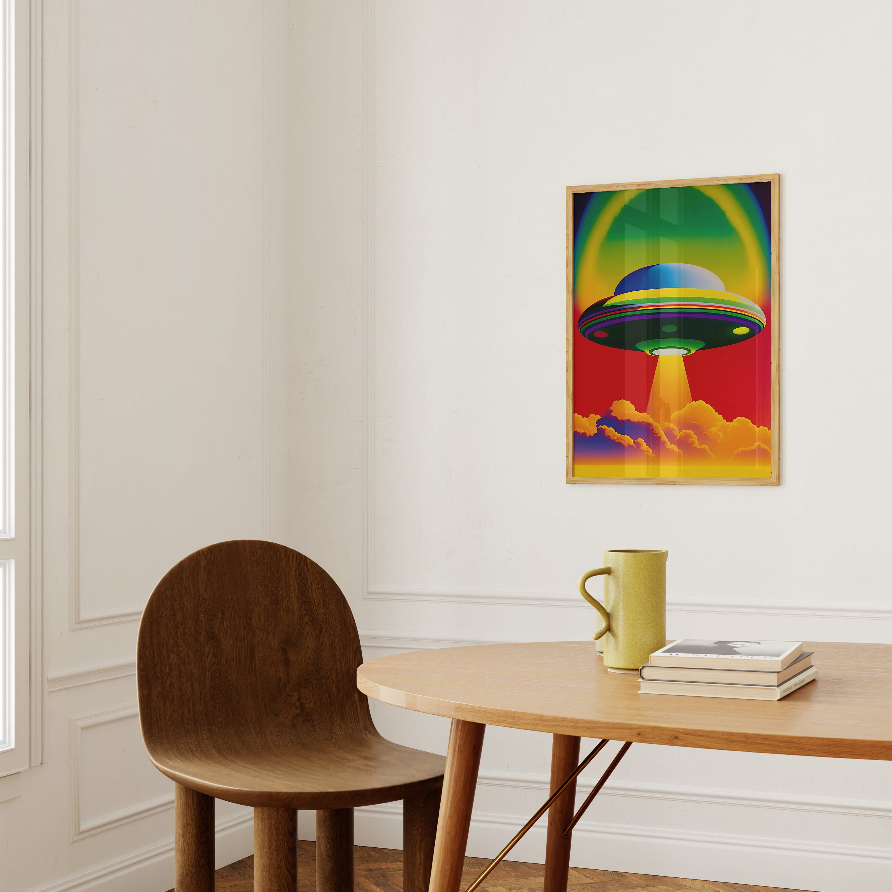 Colorful UFO Art, Retro Sci-fi Poster, Conspiracy Art, Vintage UFO ...