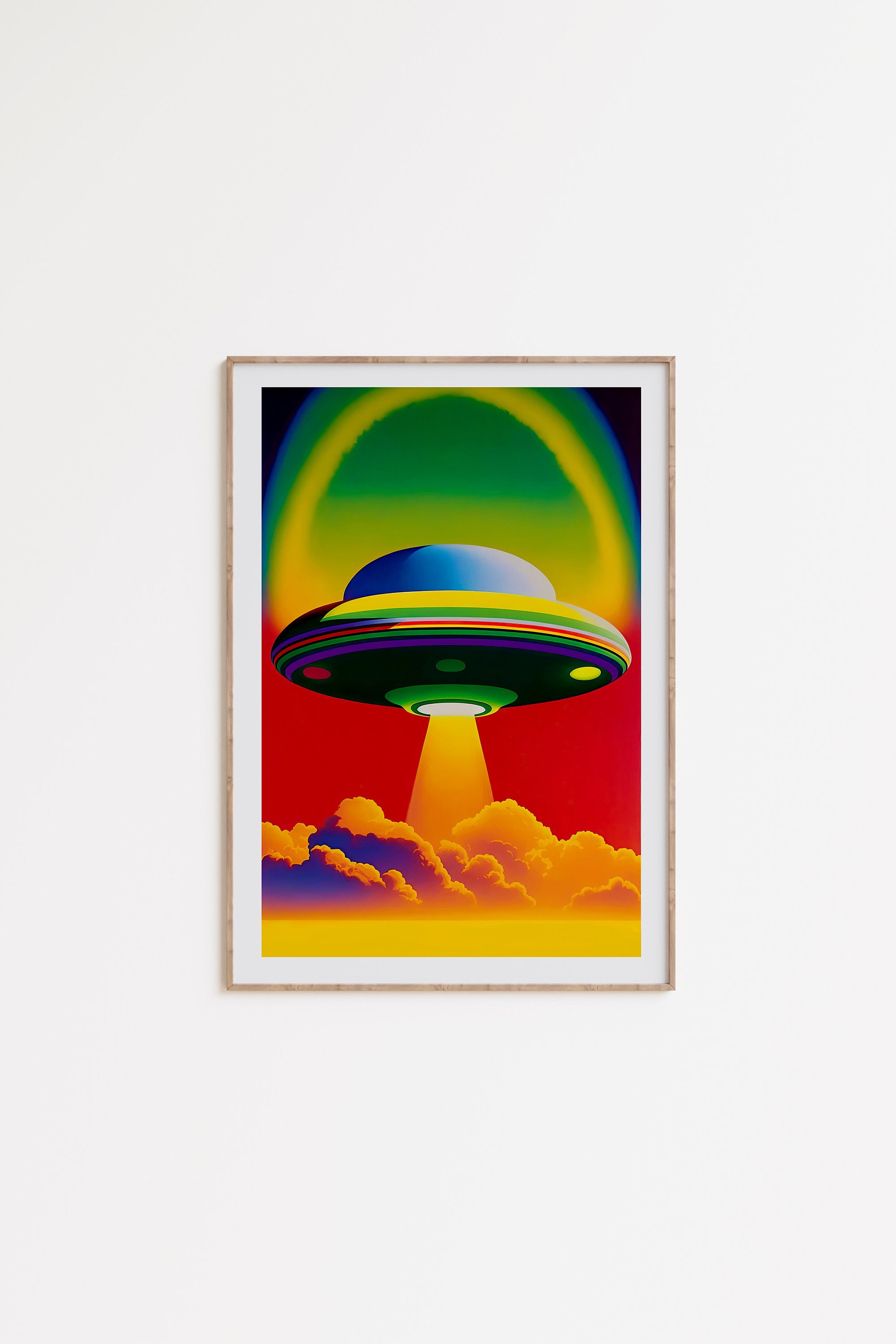 Colorful UFO Art, Retro Sci-fi Poster, Conspiracy Art, Vintage UFO ...