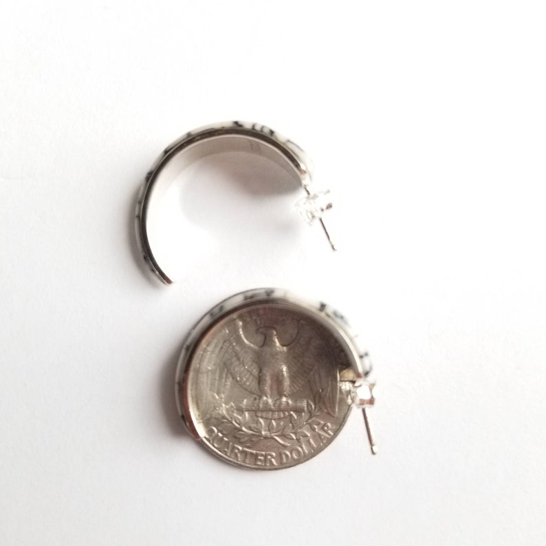 Sterling Silver Hoops. Inlay White Hoops/small Hoop - Etsy