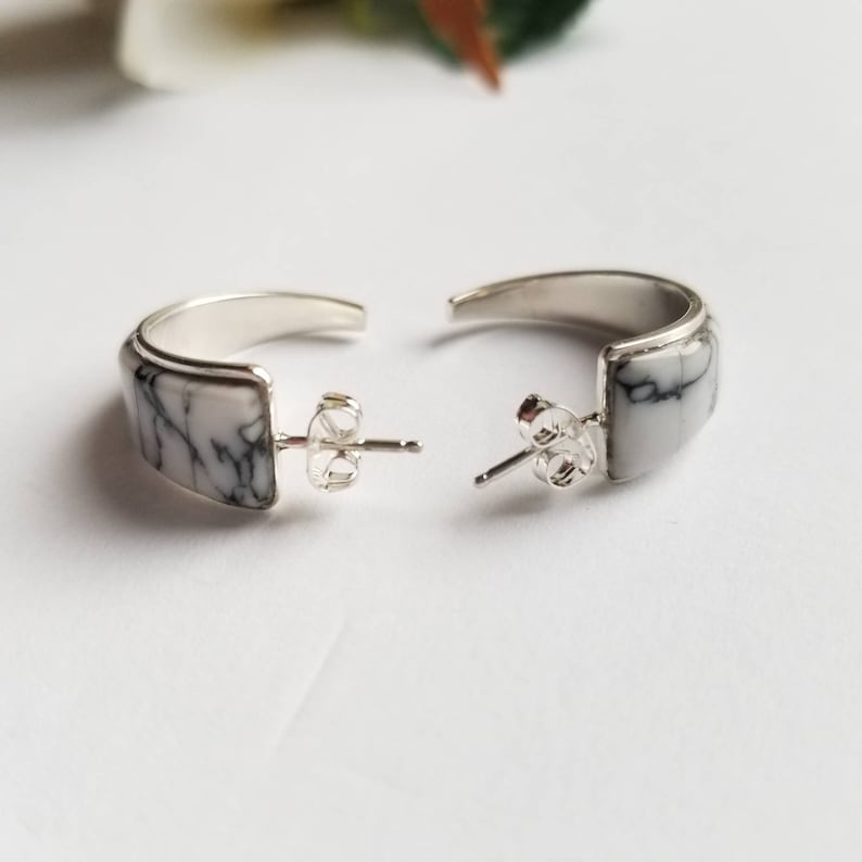 Sterling Silver Hoops. Inlay White Hoops/small Hoop - Etsy