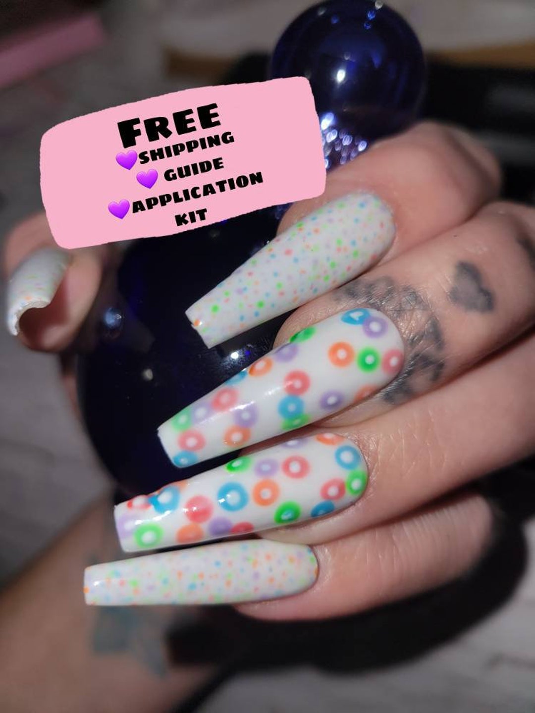 Fruit Loop Cereal & Milk XL Coffin Press on Nails - Etsy
