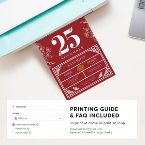 Chinese Calendar Wedding Invitation Template: Double Happiness, DIY ...