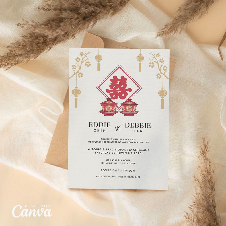 Chinese Tea Ceremony Wedding Invitation: Double Happiness (DIY ...